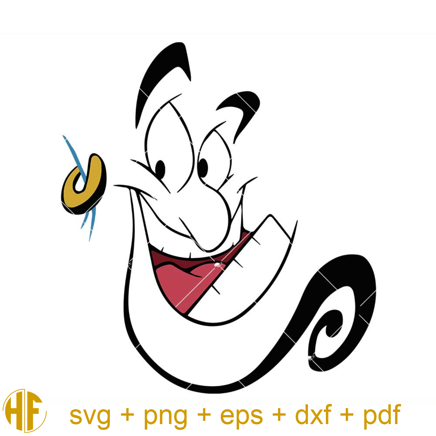 Aladdin Genie Face Svg, Aladdin Svg, Aladdin Disney Svg - Inspire Uplift