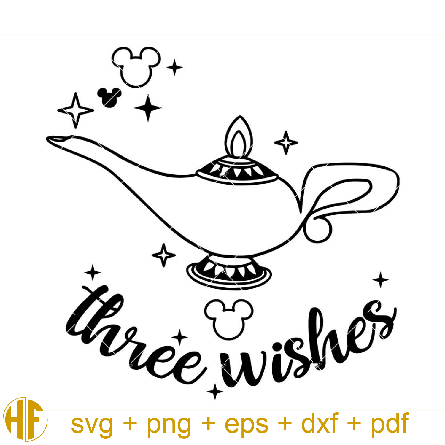 Alladdin Lamp Svg, Wishes Svg, Three Wishes Svg, Genie Svg | Inspire Uplift