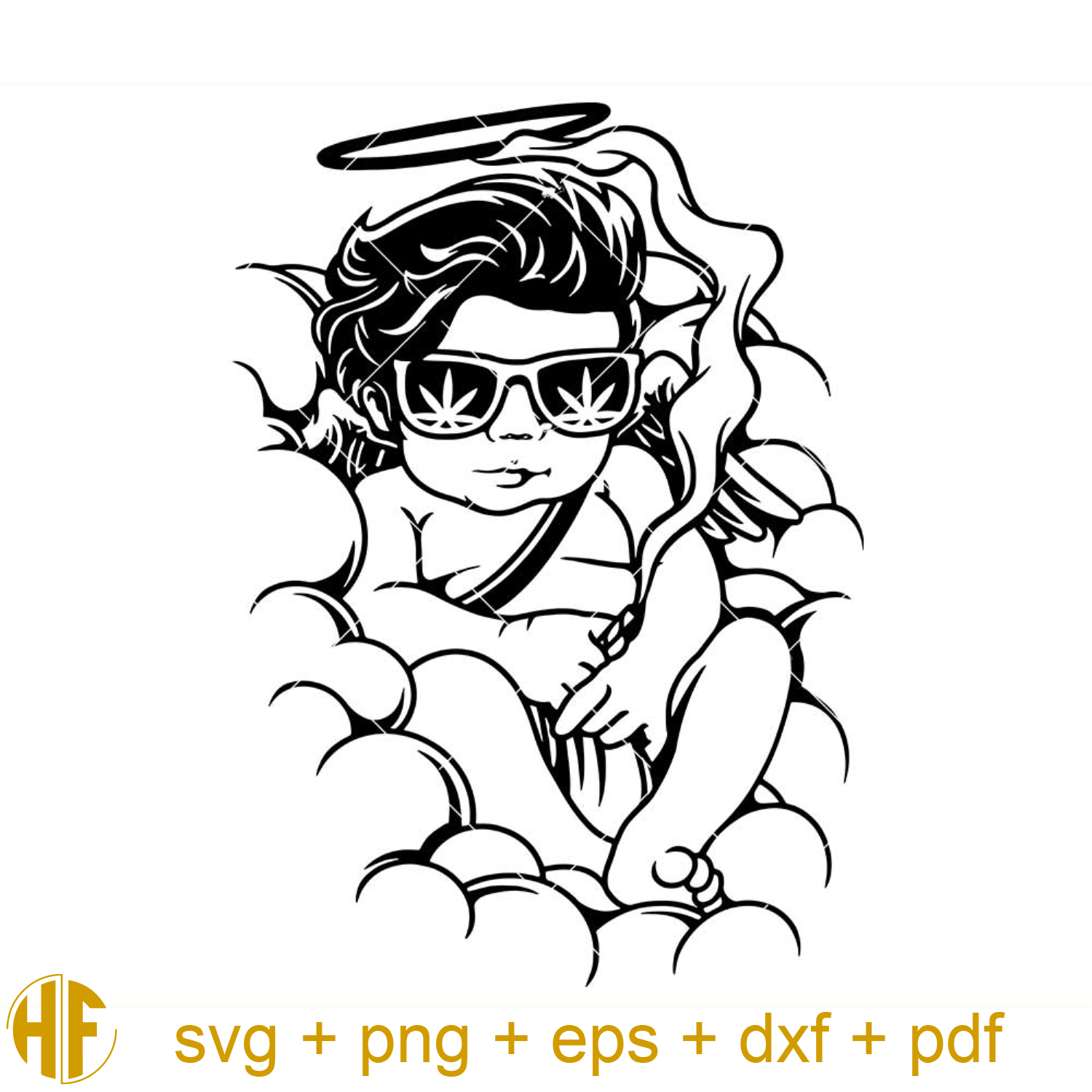 Smoking Angel in Clouds Svg, Angel Smoking Svg.jpg - Inspire Uplift