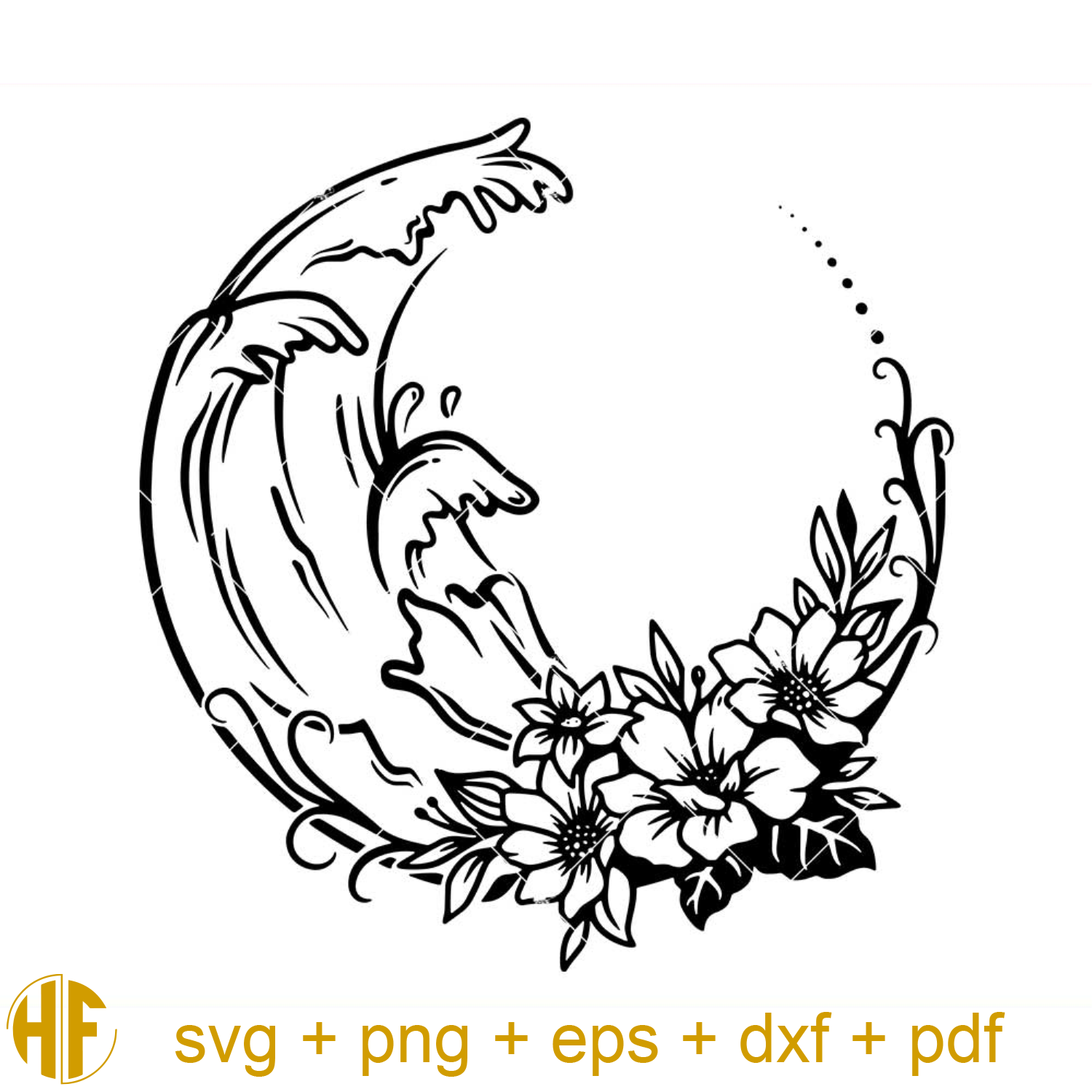 Wave with Flower Svg, Circle Wave Frame Svg, Floral Wave Svg - Inspire ...