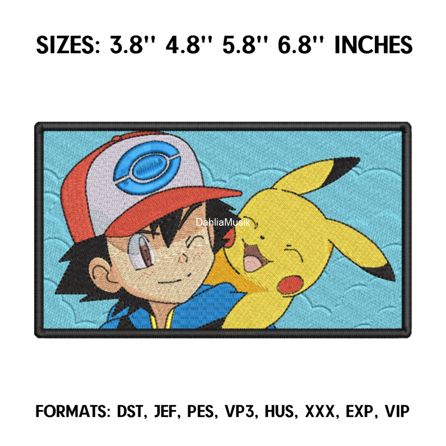 Ash and Pikachu Embroidery Design File, Pokemon Anime Embroi - Inspire ...