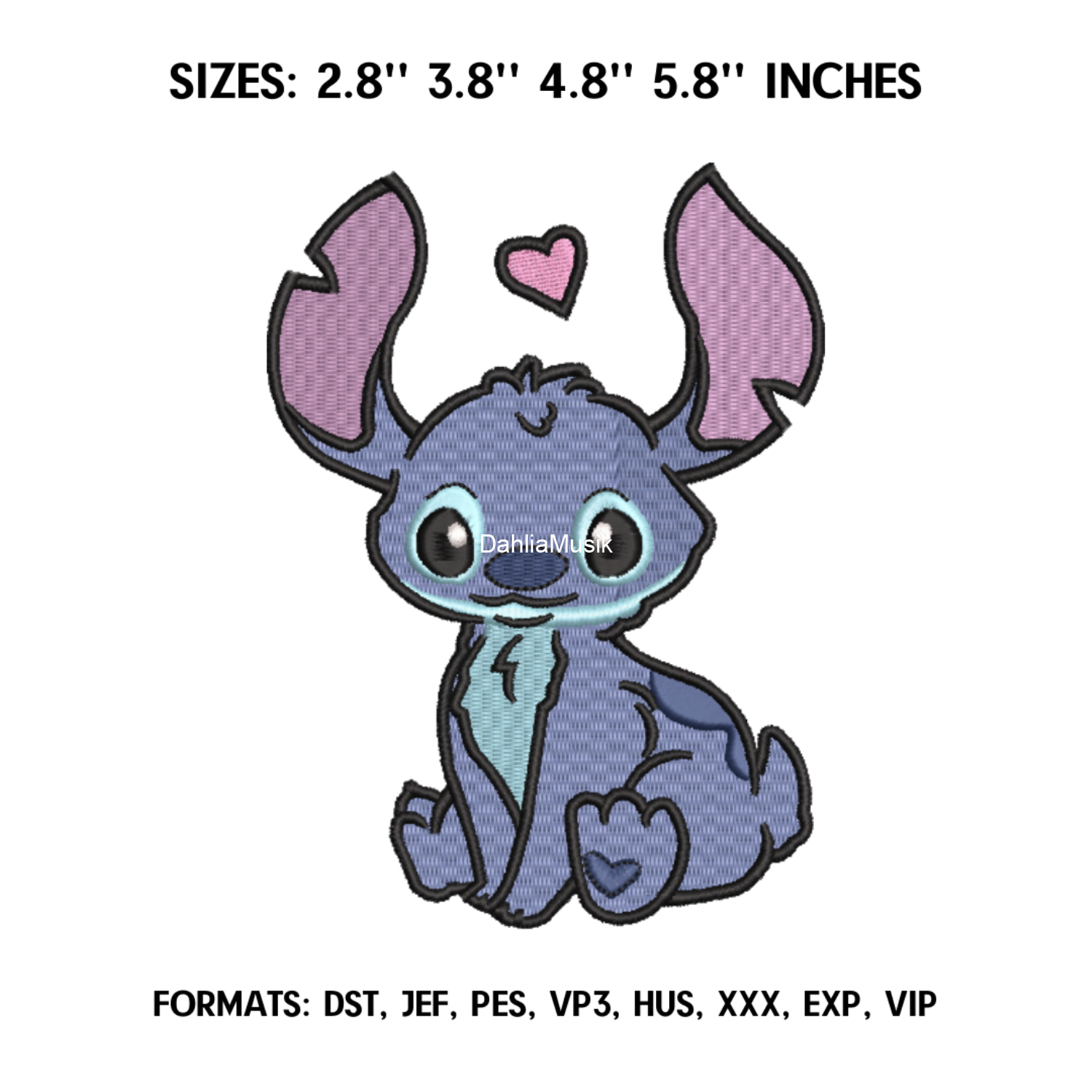 Blue Stitch Embroidery design file pes. Lilo and Stitch embr | Inspire ...