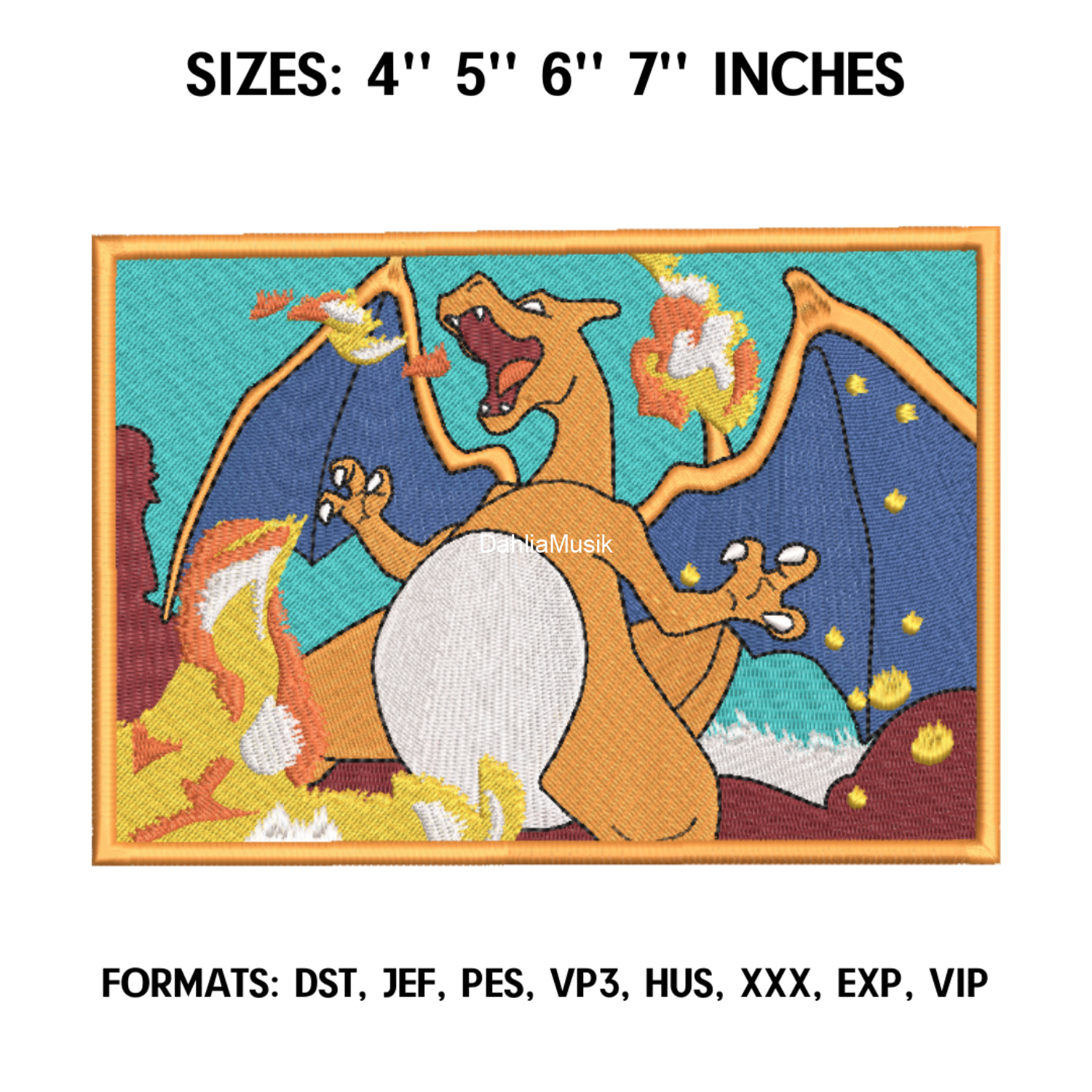 Charizard Embroidery Design File, Pokemon Anime Embroidery D | Inspire ...
