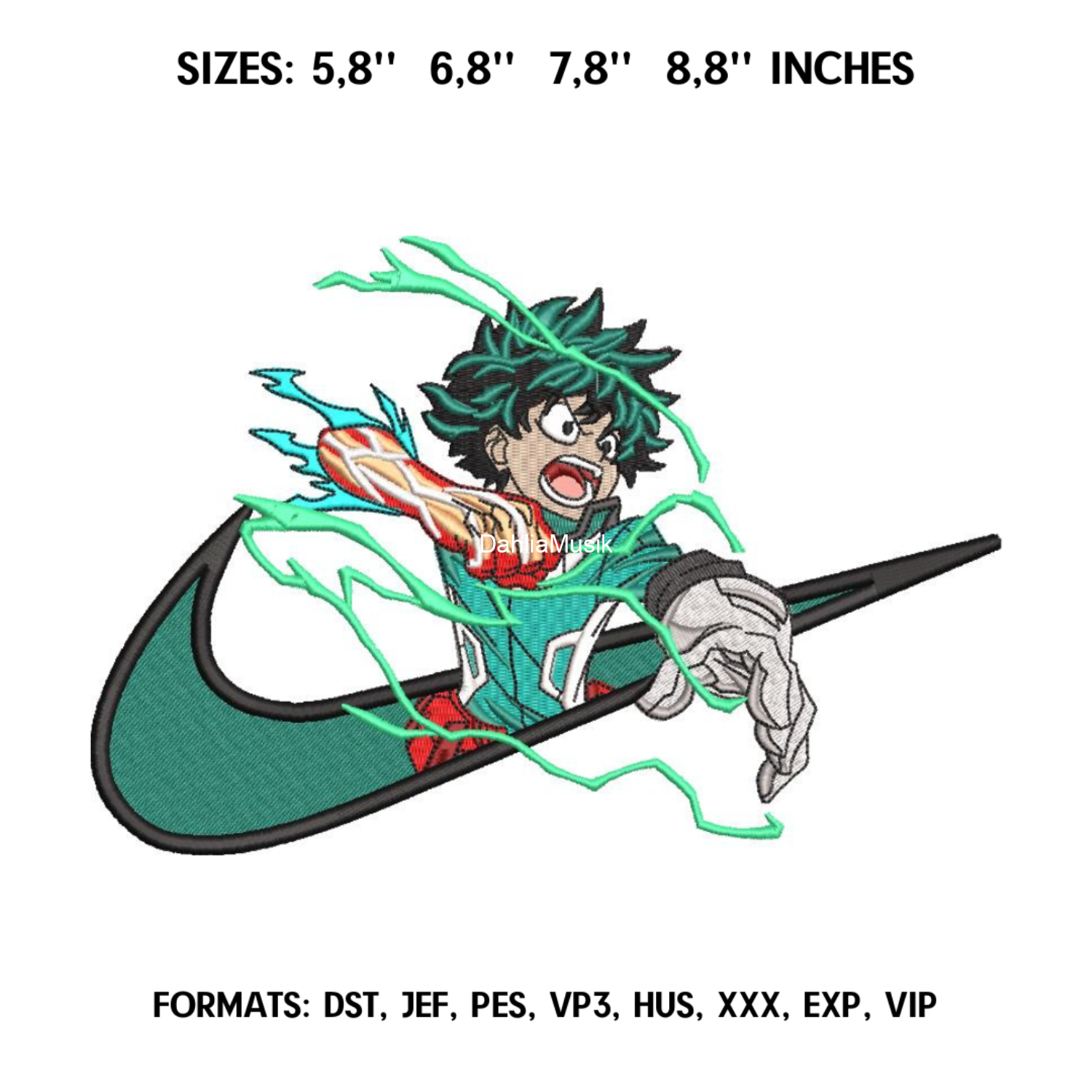 Deku Izuku Midoriya Embroidery Design File My Hero Academia - Inspire ...