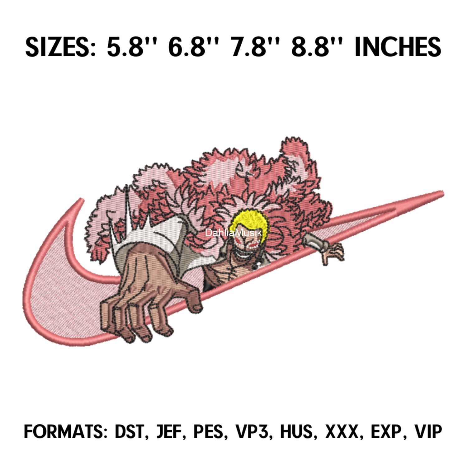 Doflamingo Embroidery Design File, One Piece Anime Embroider | Inspire ...