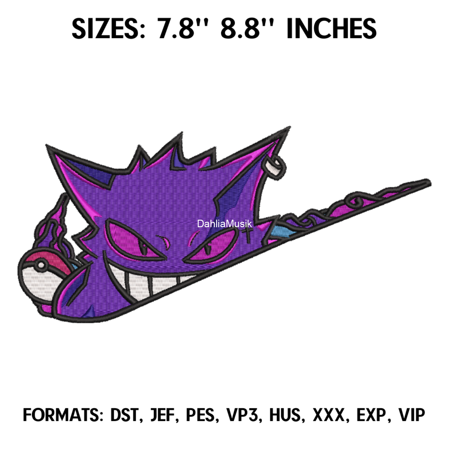 Ectoplasma Embroidery Design File, Pokemon Anime Embroidery - Inspire ...
