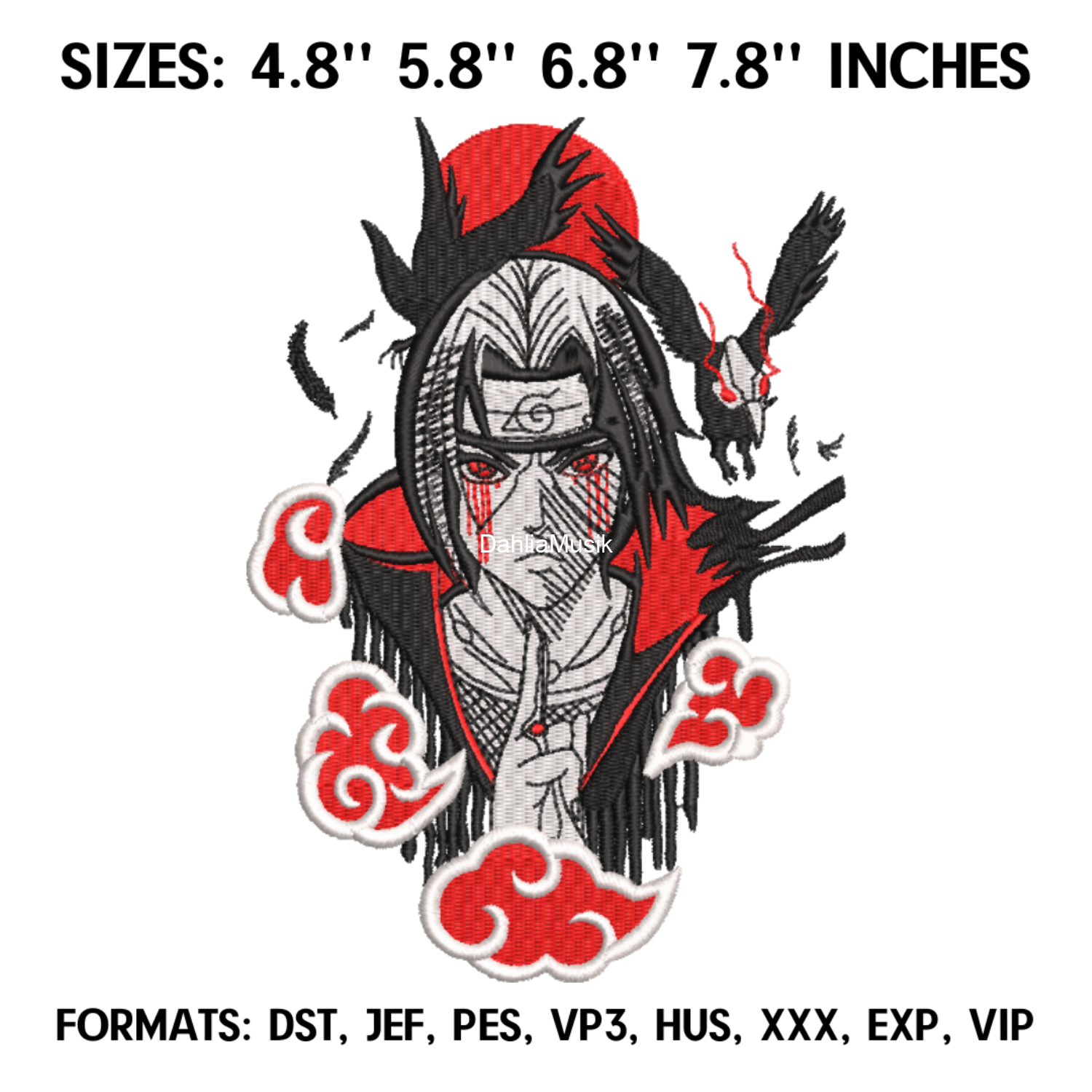 Itachi Embroidery Design File Naruto Anime Embroidery Design - Inspire ...