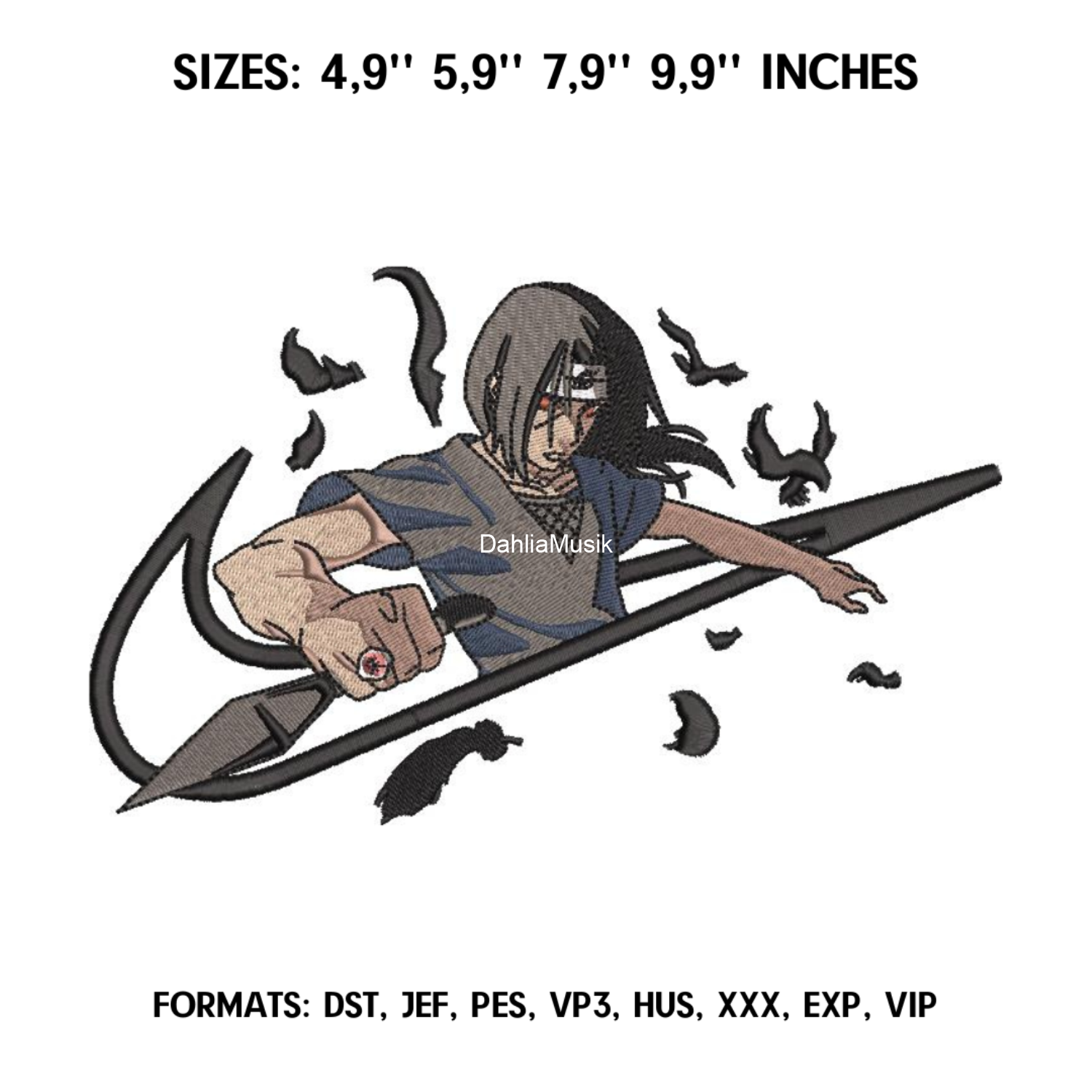 Itachi Embroidery Design File Naruto Anime Embroidery Design - Inspire ...