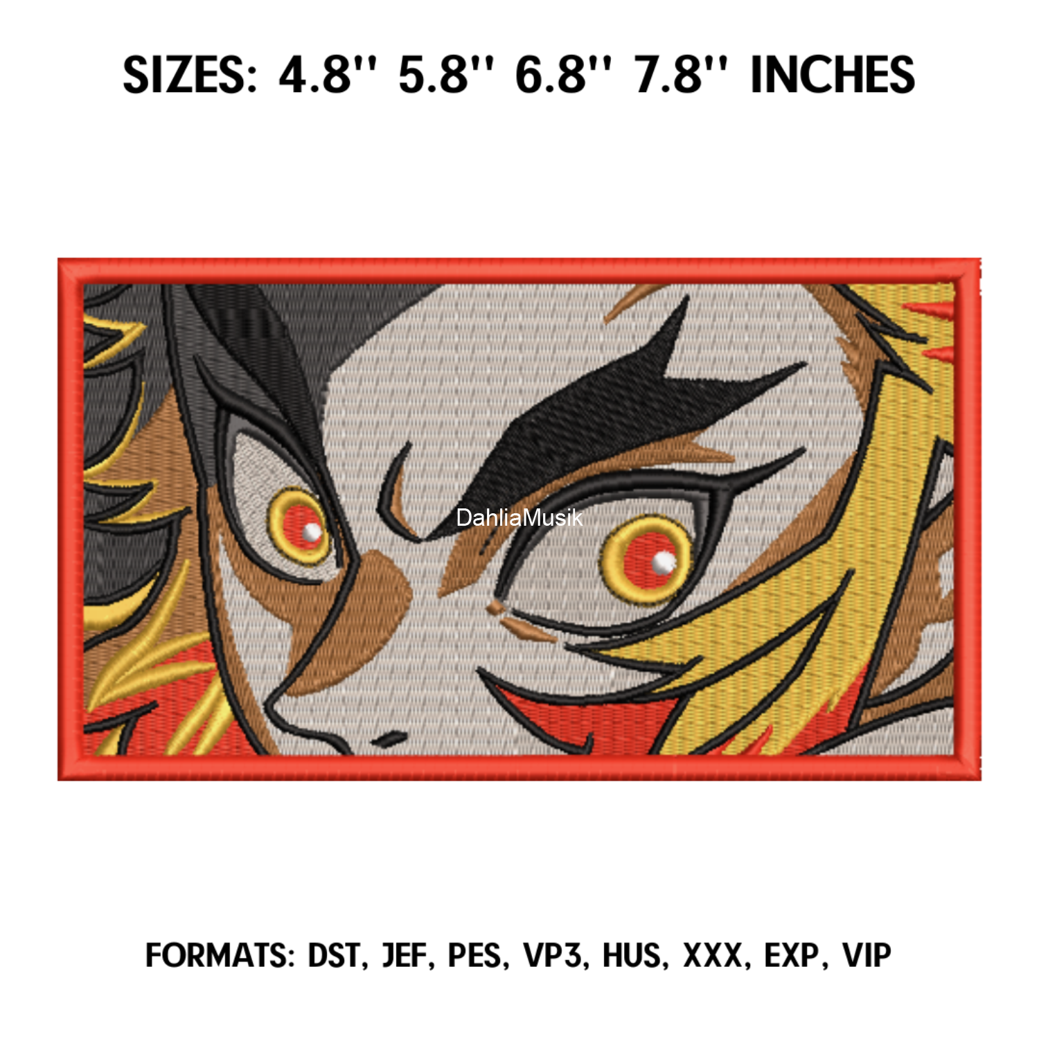 Kyojuro Rengoku Embroidery Design File, Kimetsu no yaiba Ani | Inspire ...