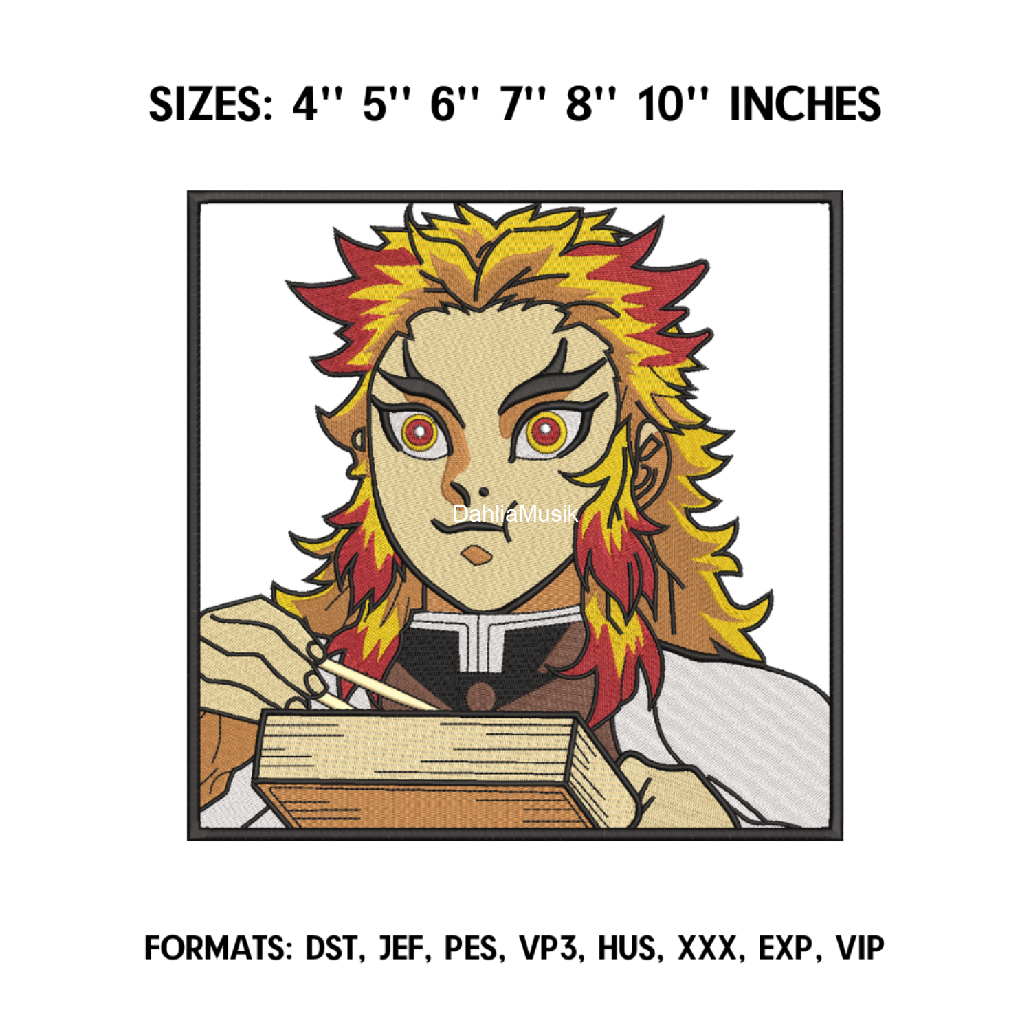 Kyojuro Rengoku Embroidery Design File, Kimetsu no yaiba Ani - Inspire ...