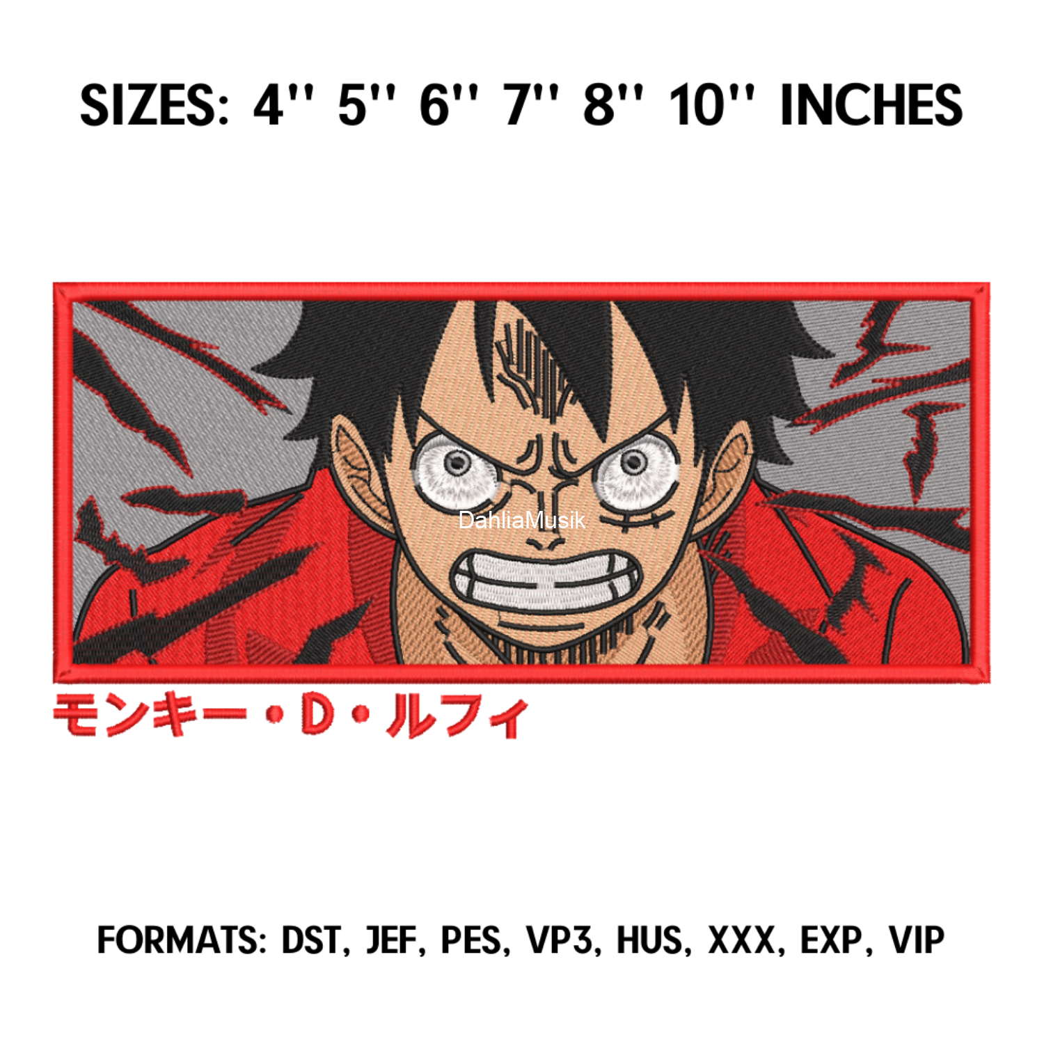 Monkey D Luffy Embroidery Design File, One Piece Anime Embro | Inspire ...
