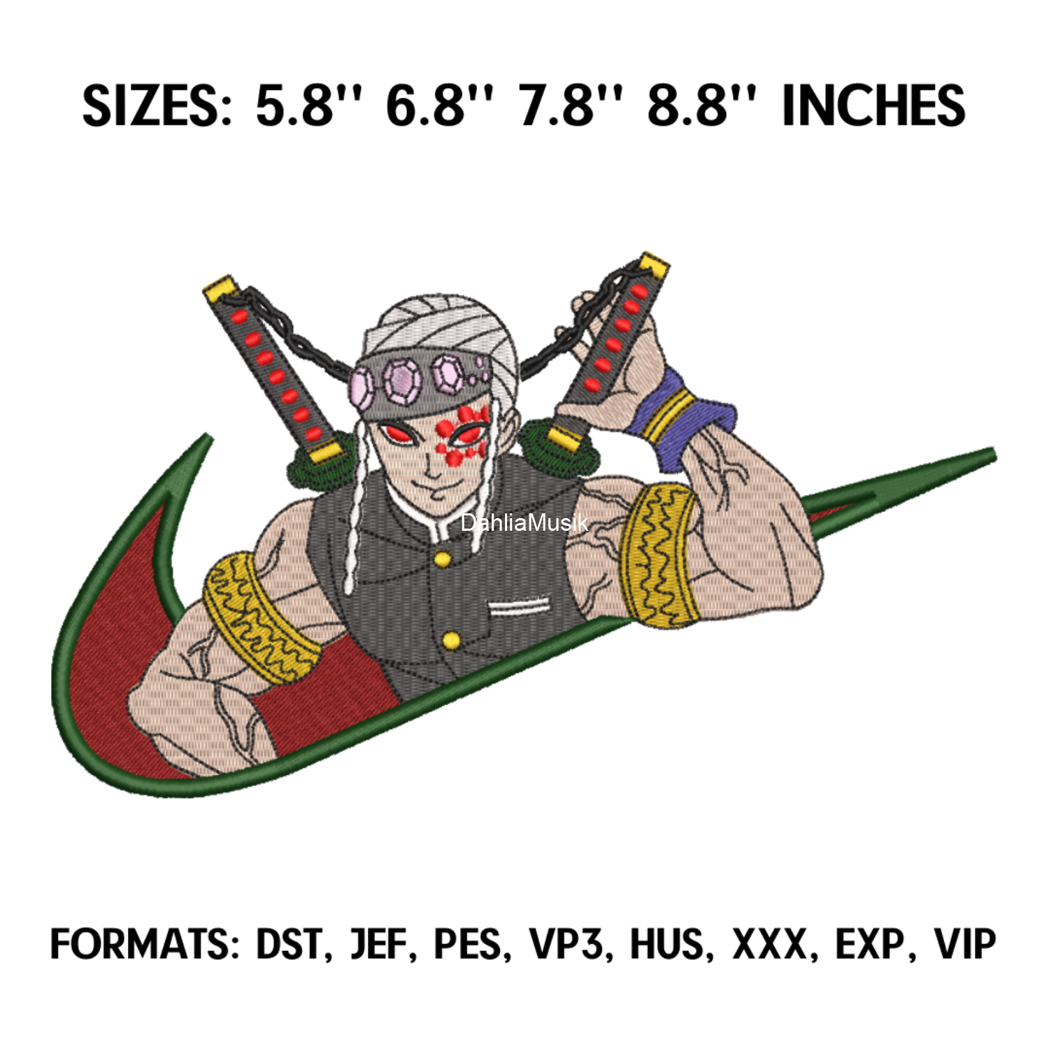 Nike Tengen Uzui Embroidery Design File Kimetsu no yaiba Ani - Inspire ...
