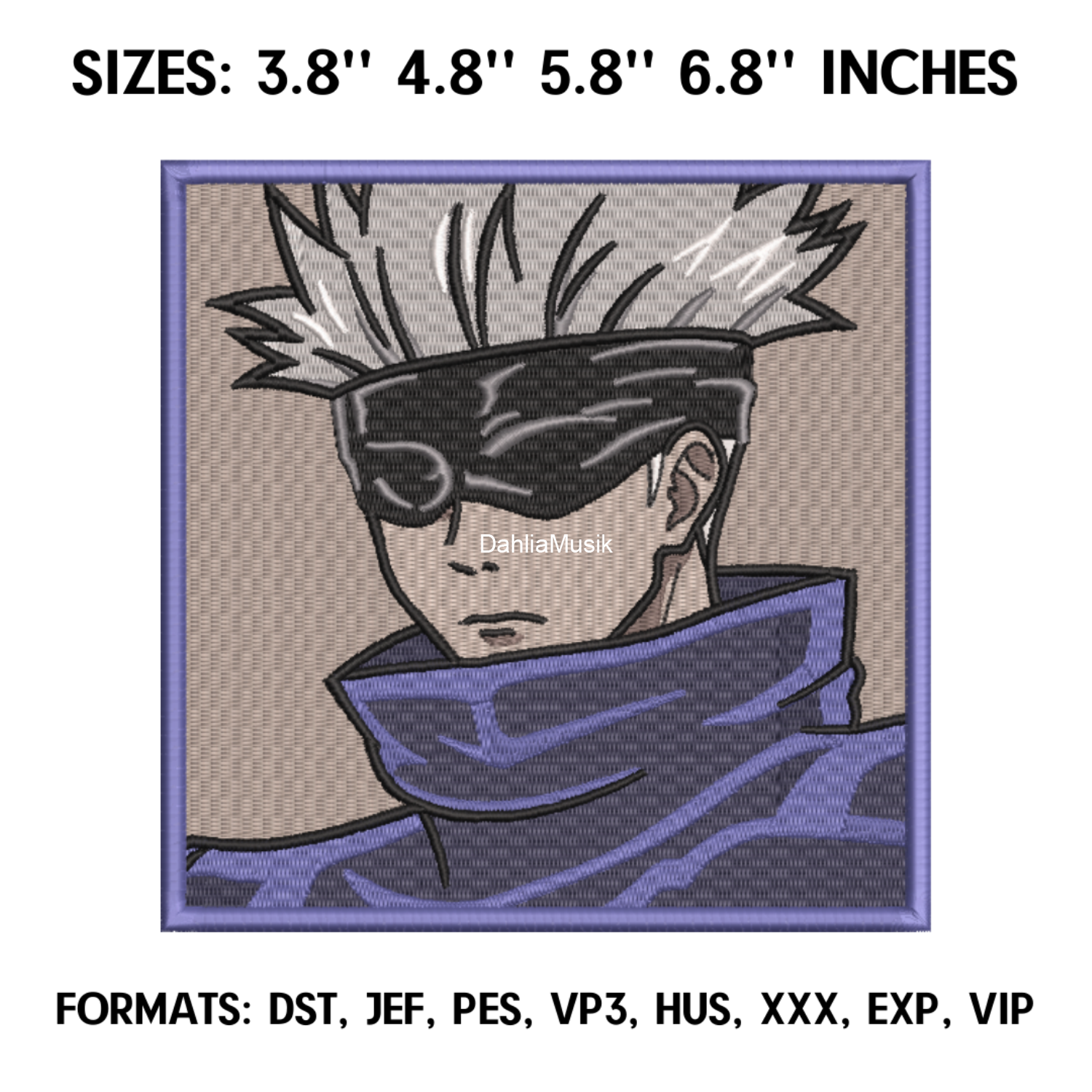 Satoru Gojo Embroidery Design File, Jujutsu Kaisen Anime Emb | Inspire ...