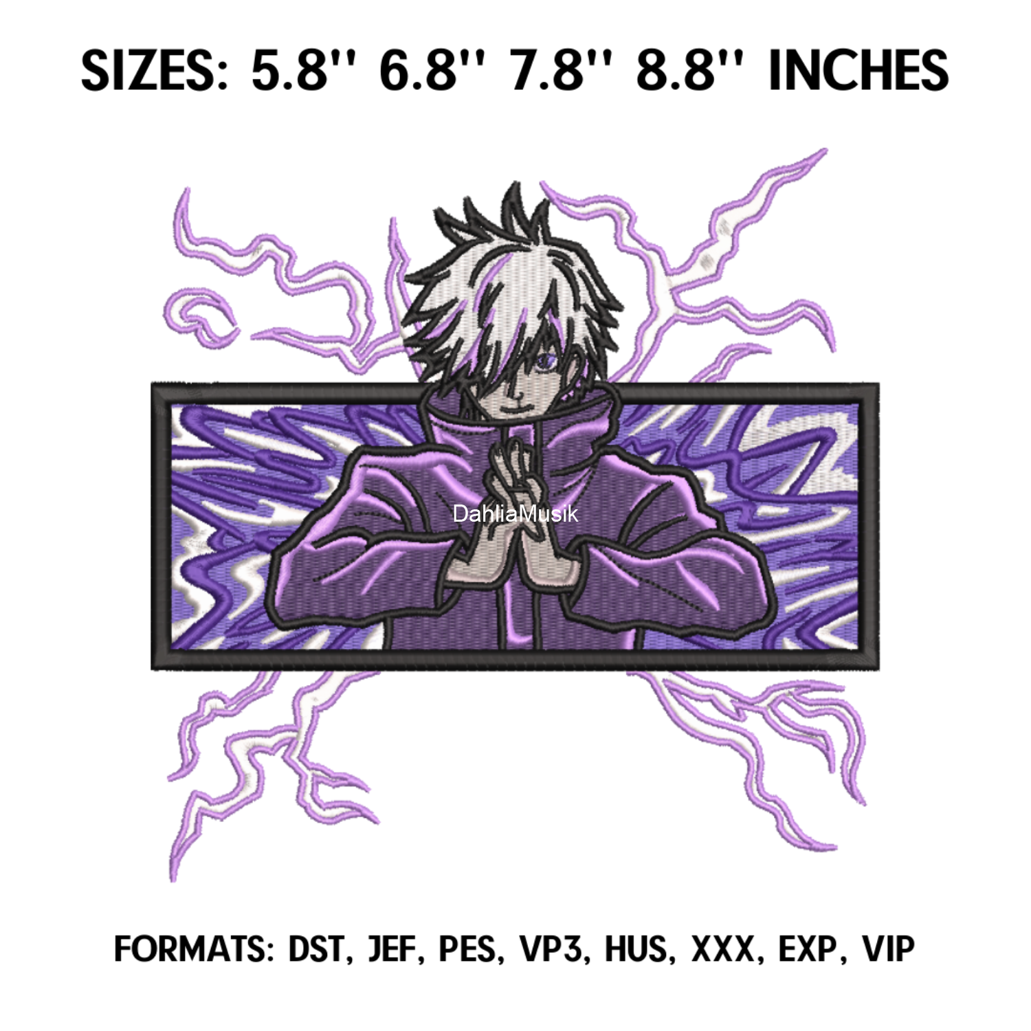 Satoru Gojo Embroidery Design File, Jujutsu Kaisen Anime Emb | Inspire ...