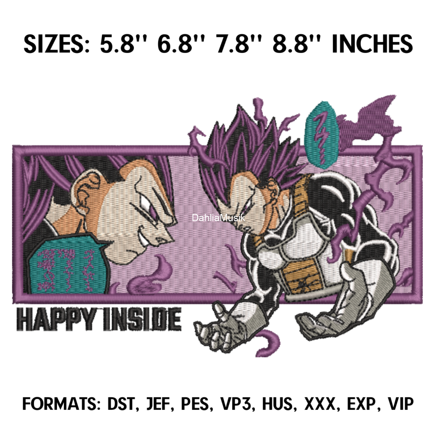 Vegeta Ultra Ego Form Embroidery Design File Dragon Ball Ani - Inspire ...