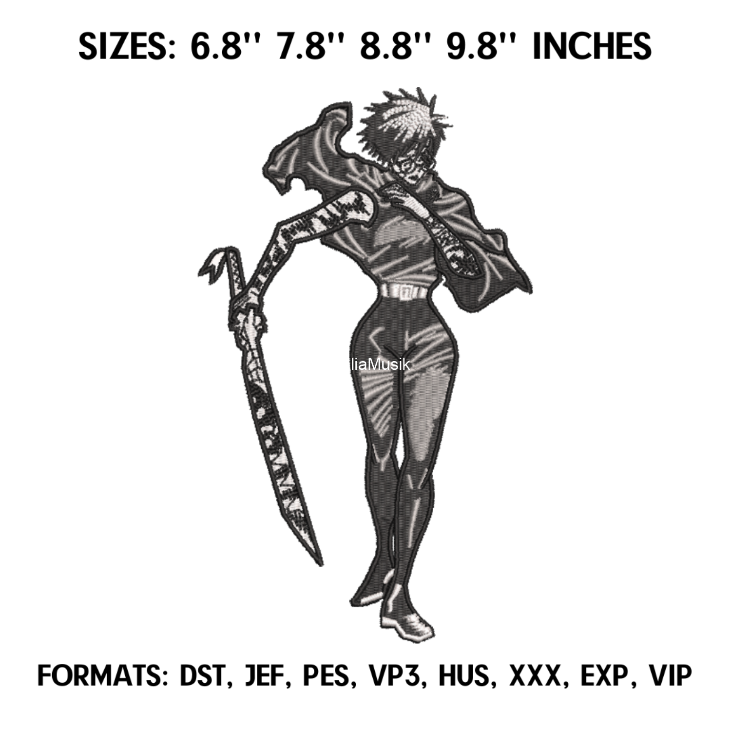 Yuuki Asuna Embroidery Design File, Sword art online Anime E - Inspire ...