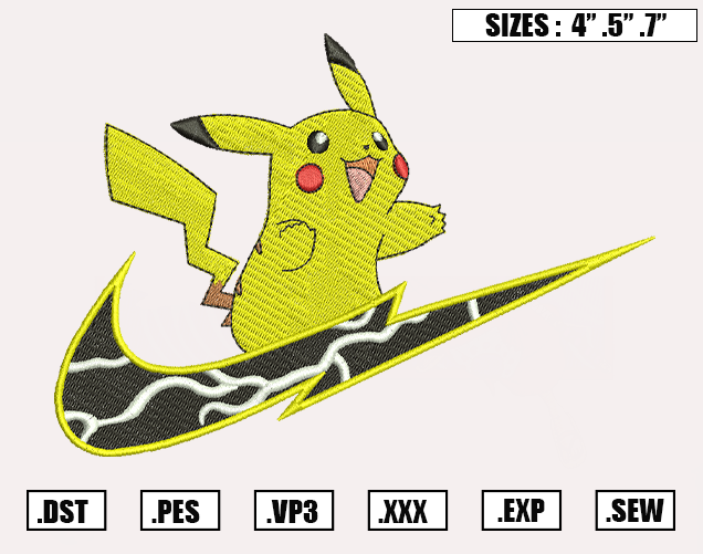 Nike Pikachu Embroidery Designs, Pokemon Embroidery Design F | Inspire ...