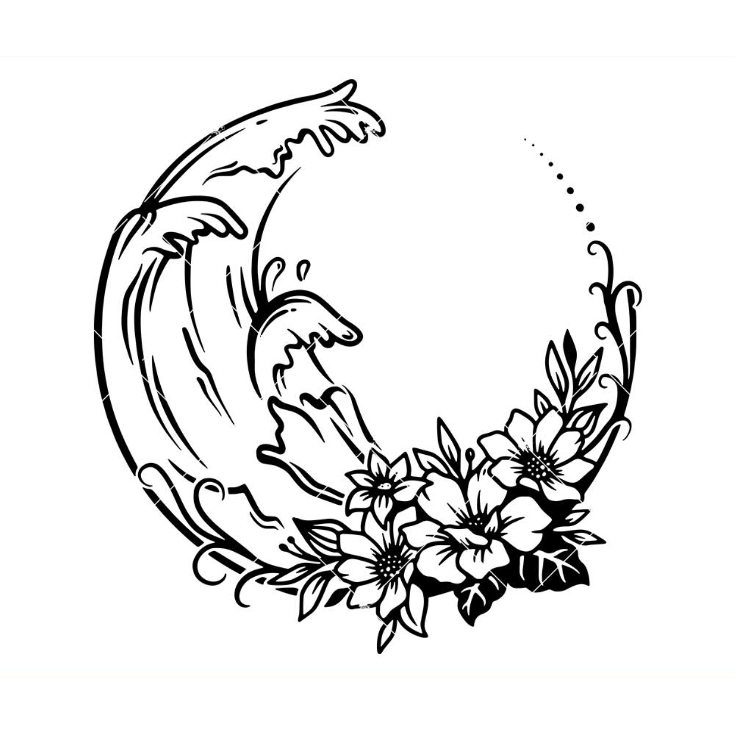 Wave With Flower Svg Circle Wave Frame Svg Floral Wave Svg Inspire Uplift