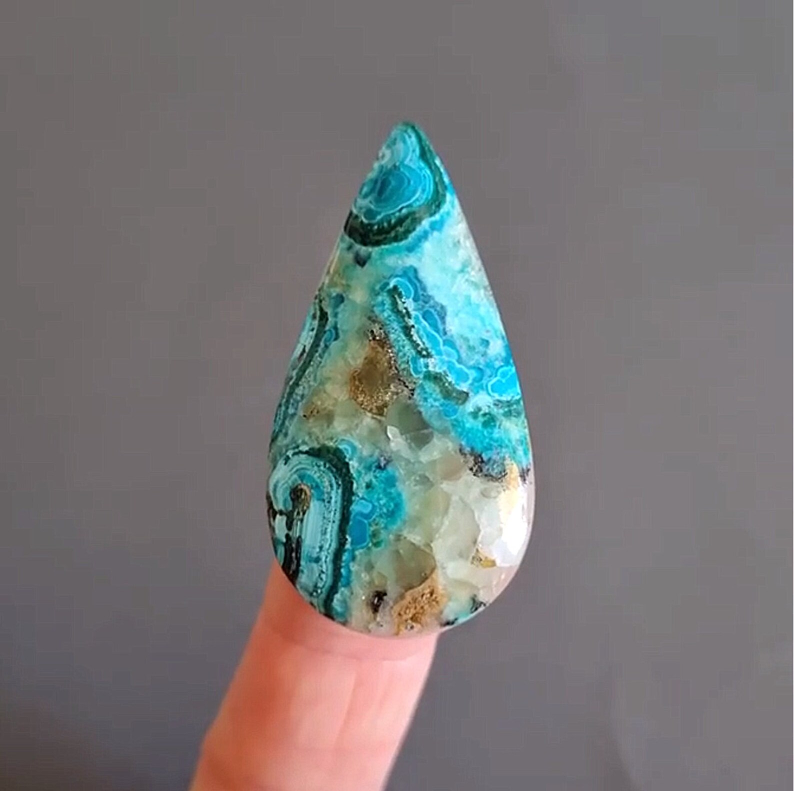 Rare Chrysocolla with Smithsonite Cabochon Stone, 44 x 23 x | Inspire ...
