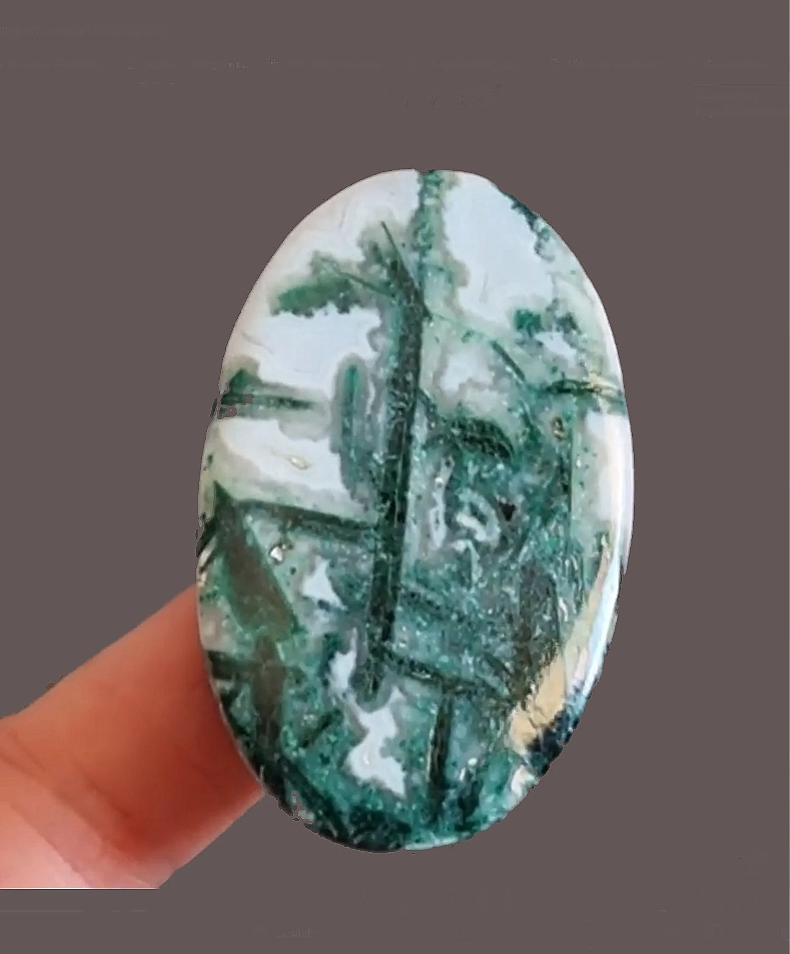 Rare Malachite in calcite natural stone cabochon 59 x 37 x 3 | Inspire ...