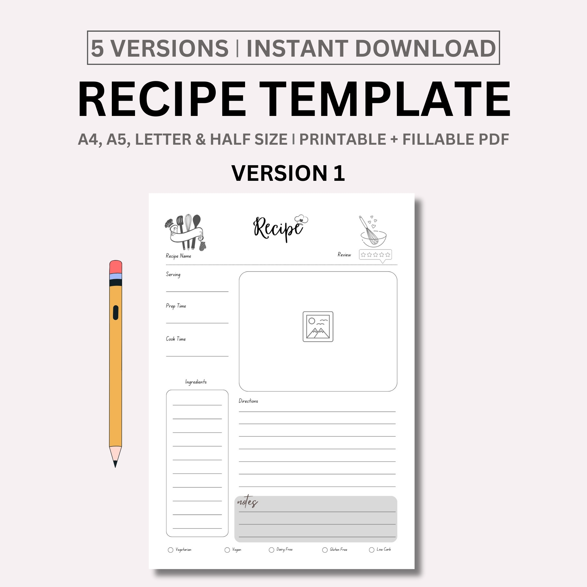 Recipe Template Printable, Recipe Book, Blank Recipe Page, R | Inspire ...