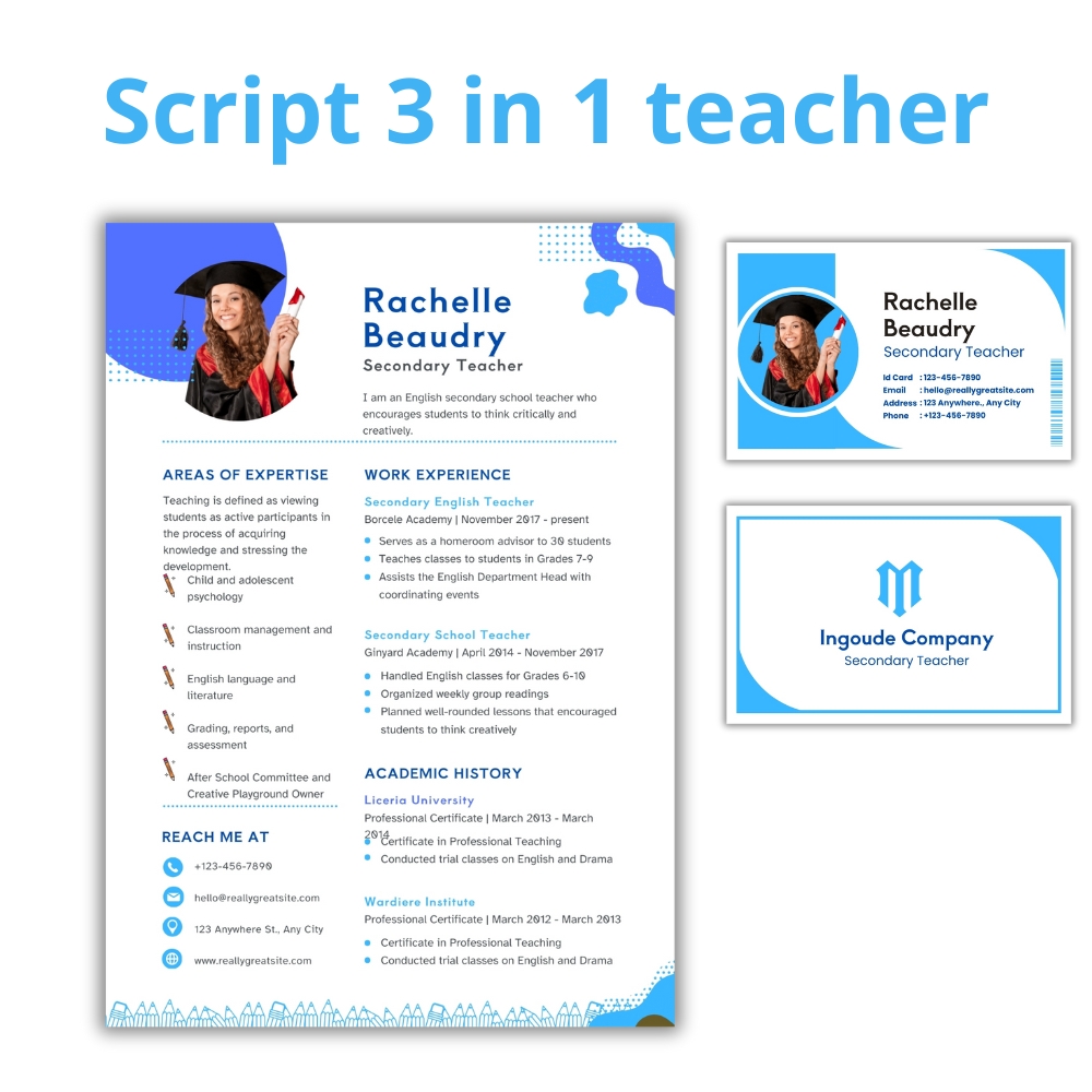 3-in-1 Teacher Resume Template for MS PowerPoint with Update | Inspire ...
