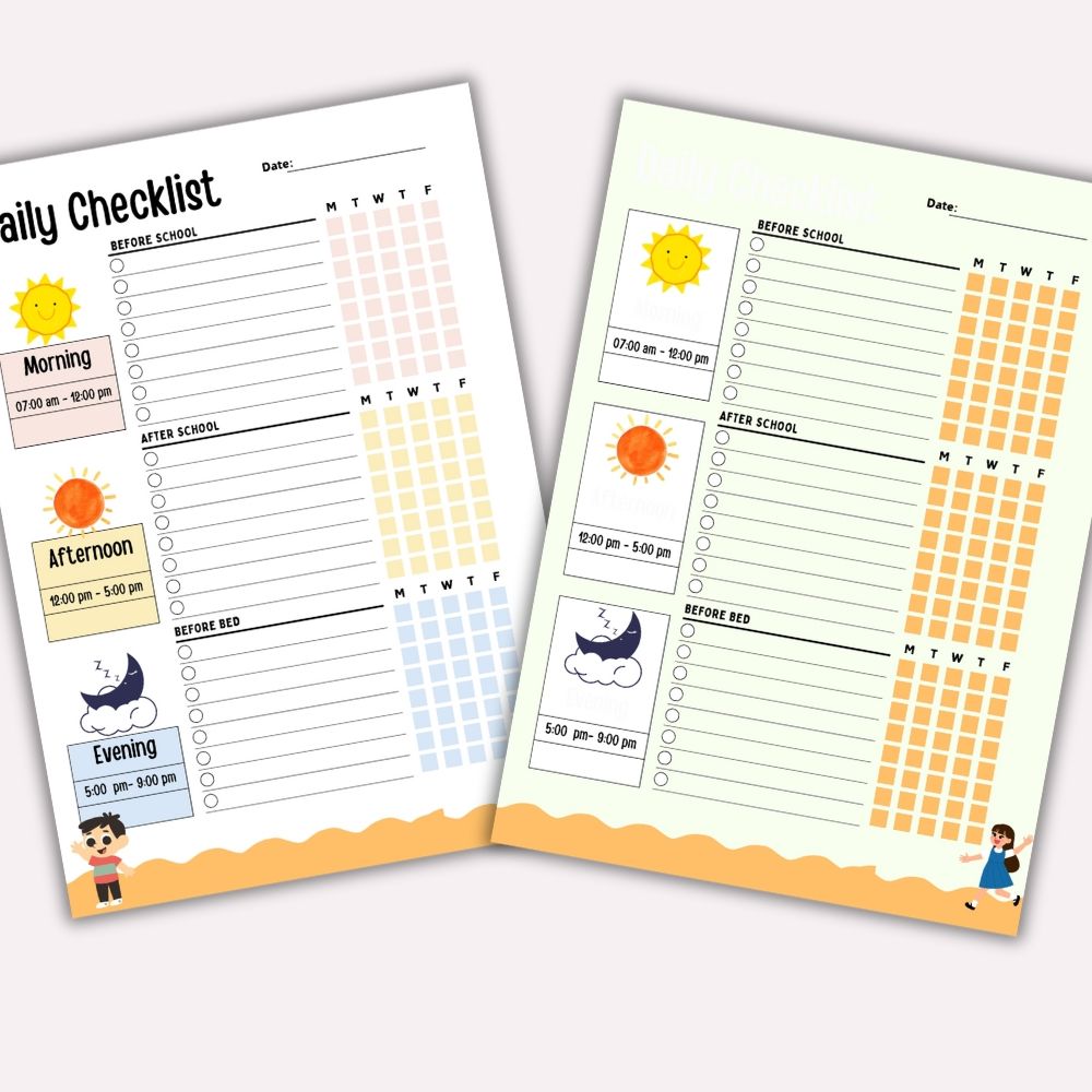 Daily Checklist for Kids | Printable Routine Tracker | To Do | Inspire ...