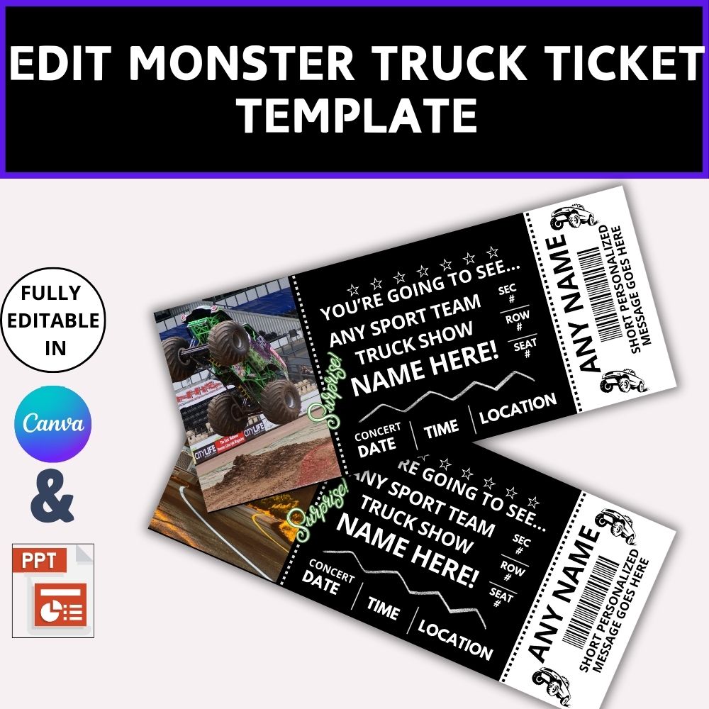 EDIT Monster Truck Ticket Stub Template | Gift Professional | Inspire ...