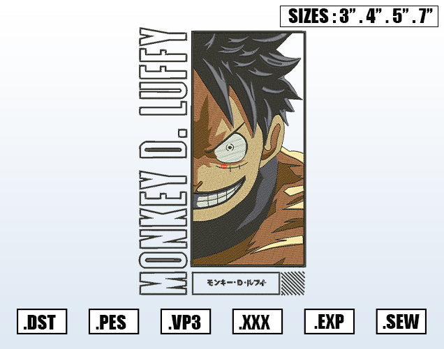 Monkey D Luffy Embroidery Design File, Anime embroidery desi | Inspire ...