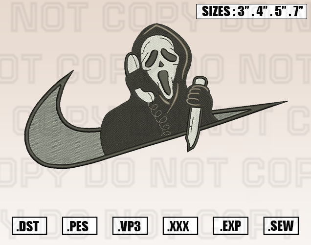 Nike x Scream Ghost Face Embroidery Designs, Halloween Embro | Inspire ...