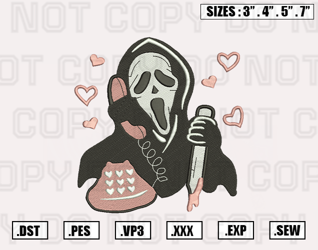 Scream Ghost Face Embroidery Designs, Halloween Embroidery M | Inspire ...