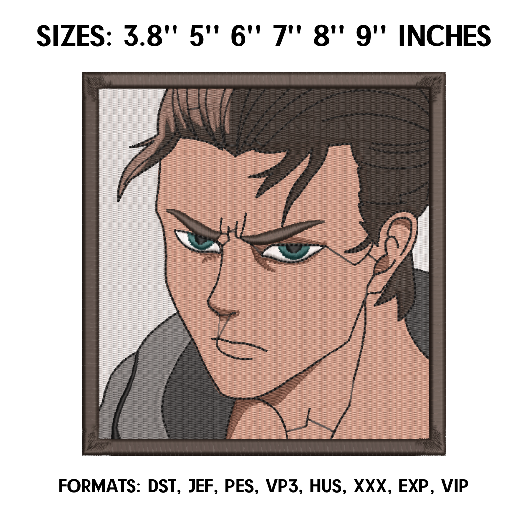 Eren Yeager Embroidery Design File, Attack on Titan Anime Em - Inspire ...