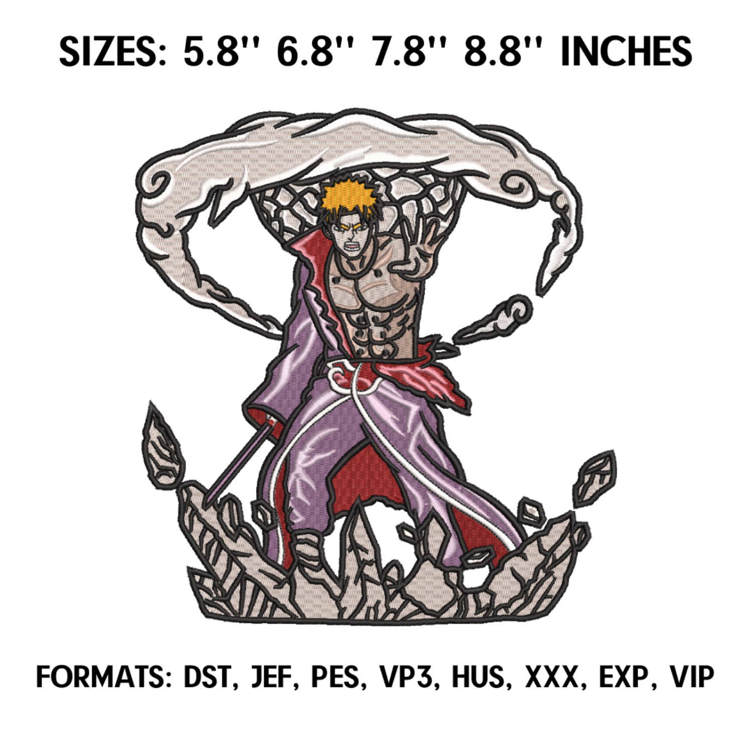 Pain Embroidery Design File Naruto Anime Embroidery Design p - Inspire ...