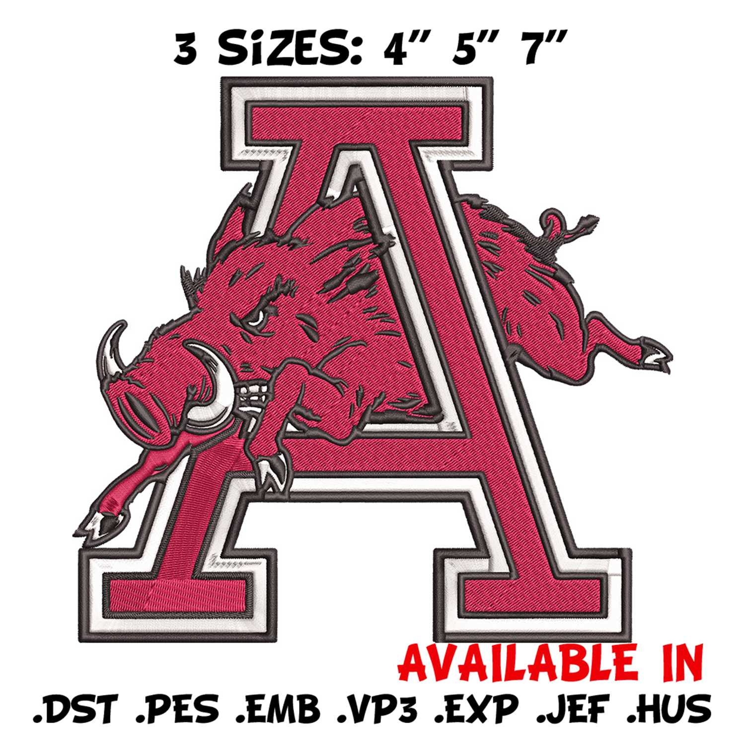 Arkansas Razorbacks Logo embroidery design, NCAA embroidery, - Inspire ...