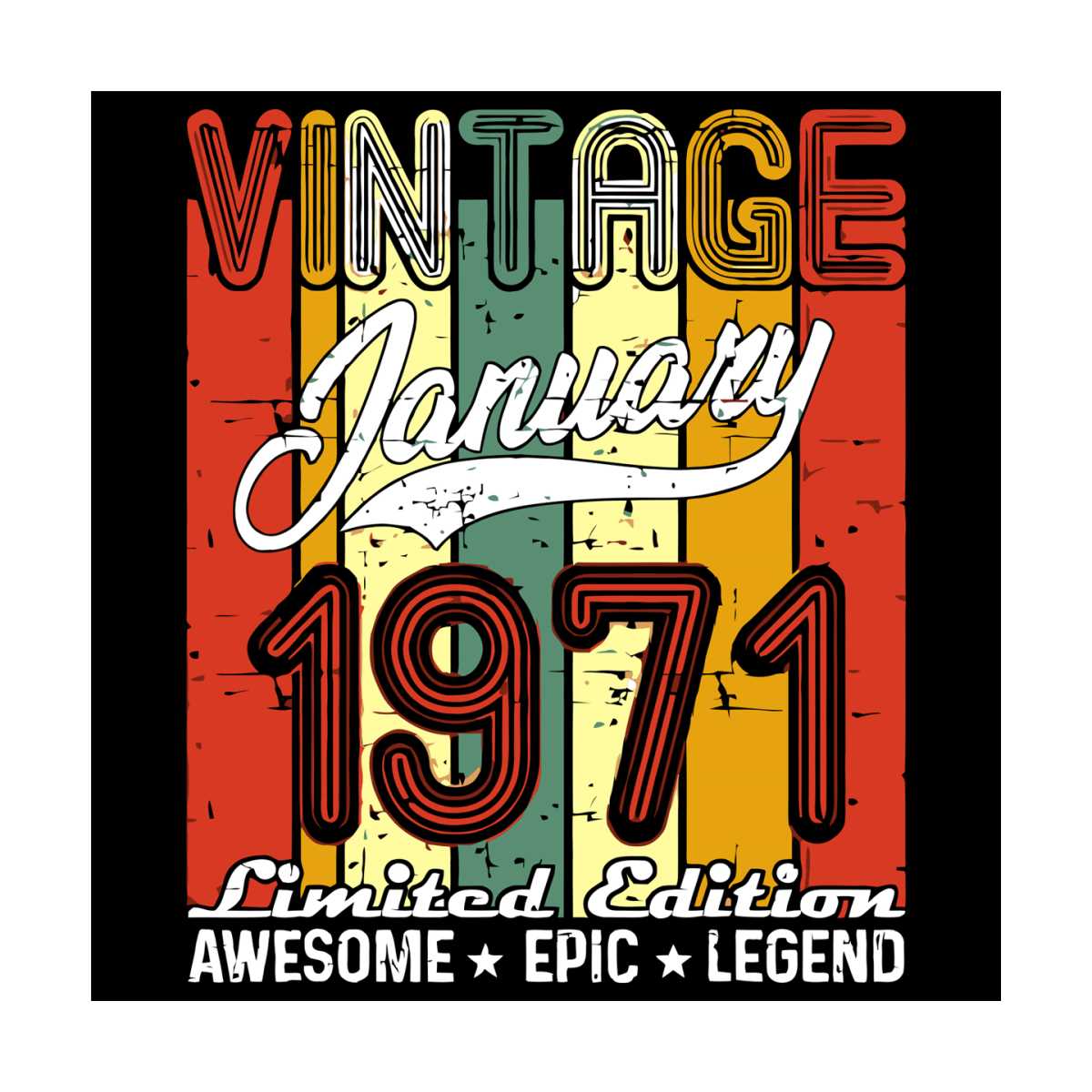 Vintage January 1971 Limited Edition Awesome Epic Legend Svg - Inspire ...