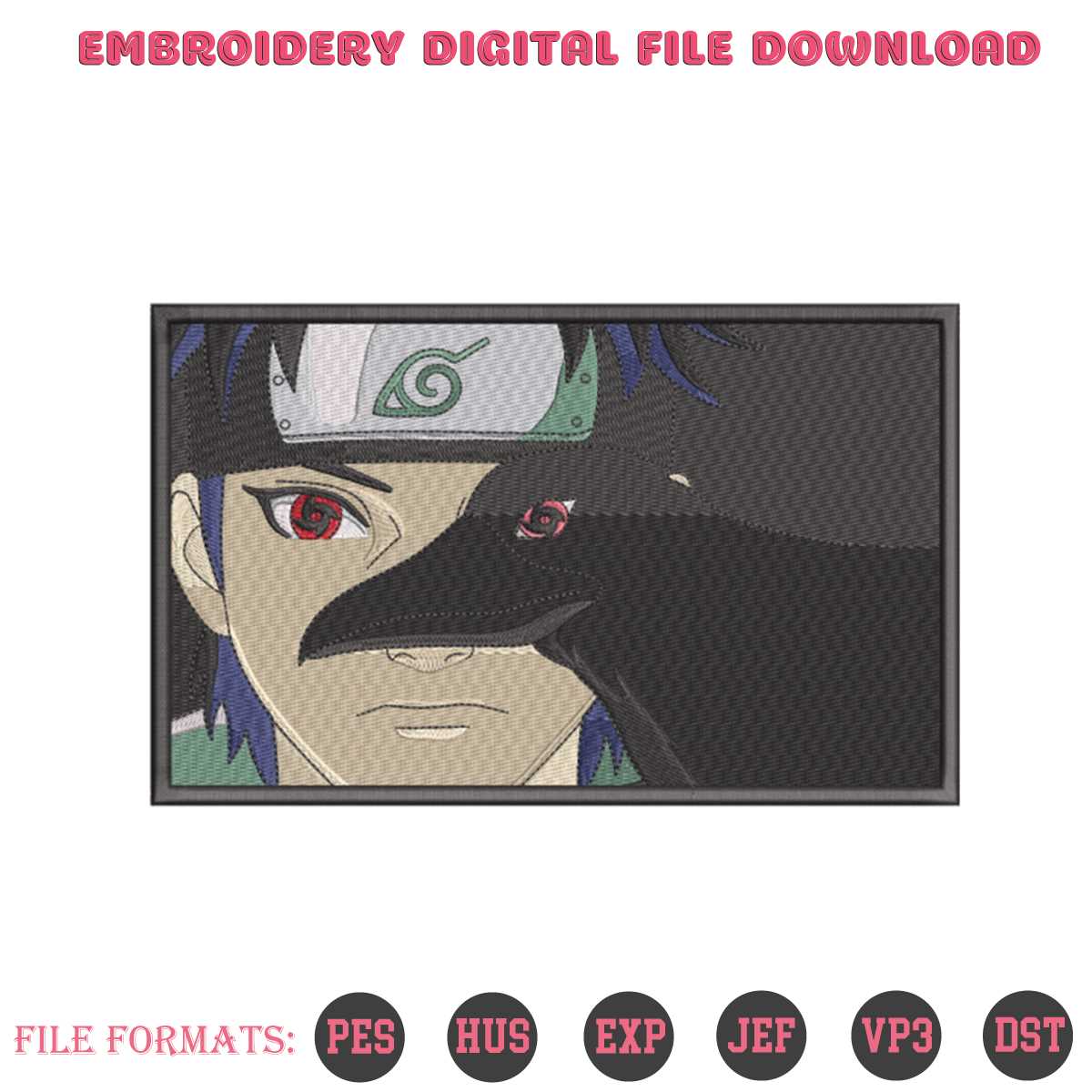 Shisui With Crow Anime Naruto Embroidery Design Instant Down | Inspire ...