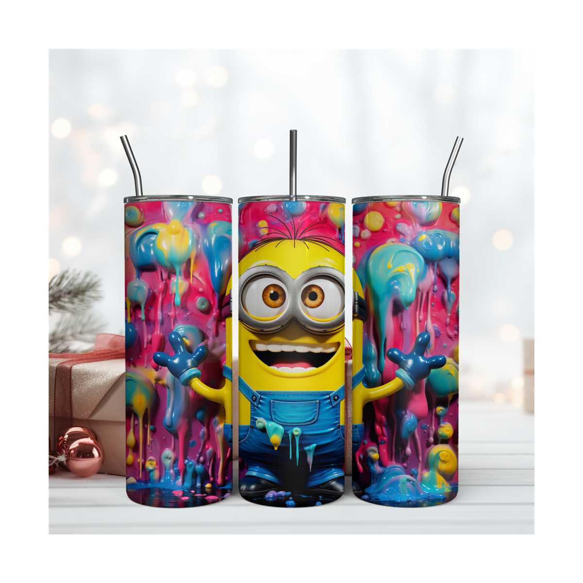 3D Inflated Minions Dripping Wrap 20oz, 20oz Skinny Tumbler | Inspire ...