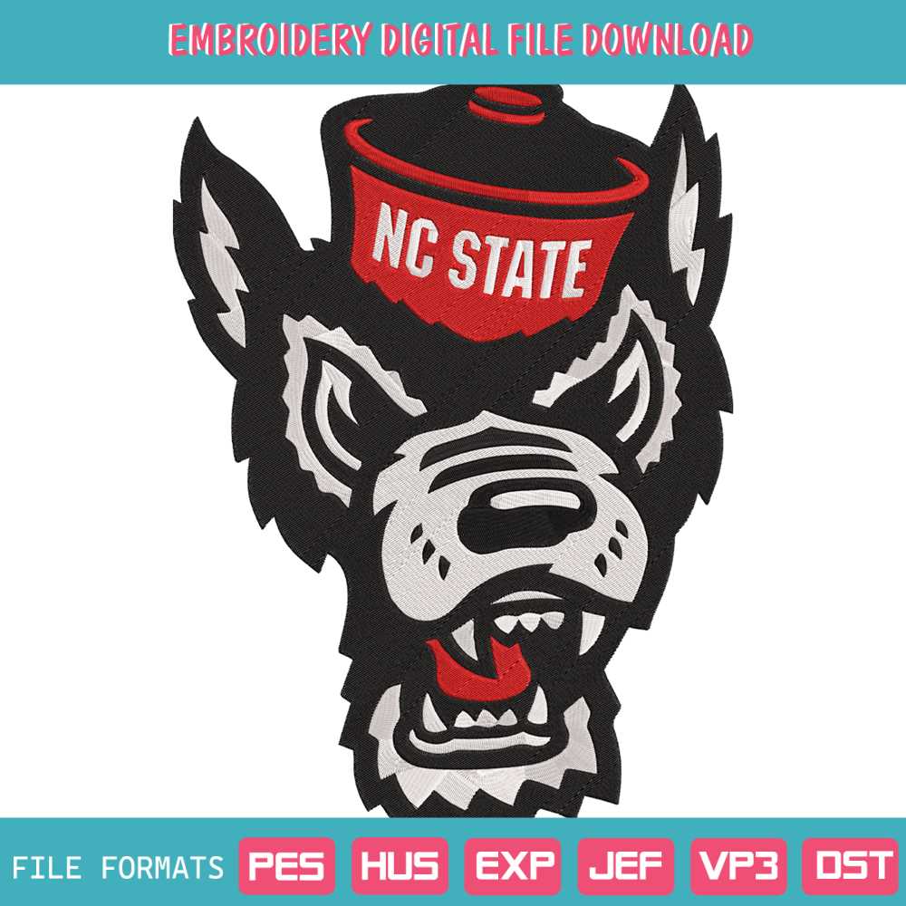 NC State Wolfpack Logo NCAA Embroidery Design File | Inspire Uplift