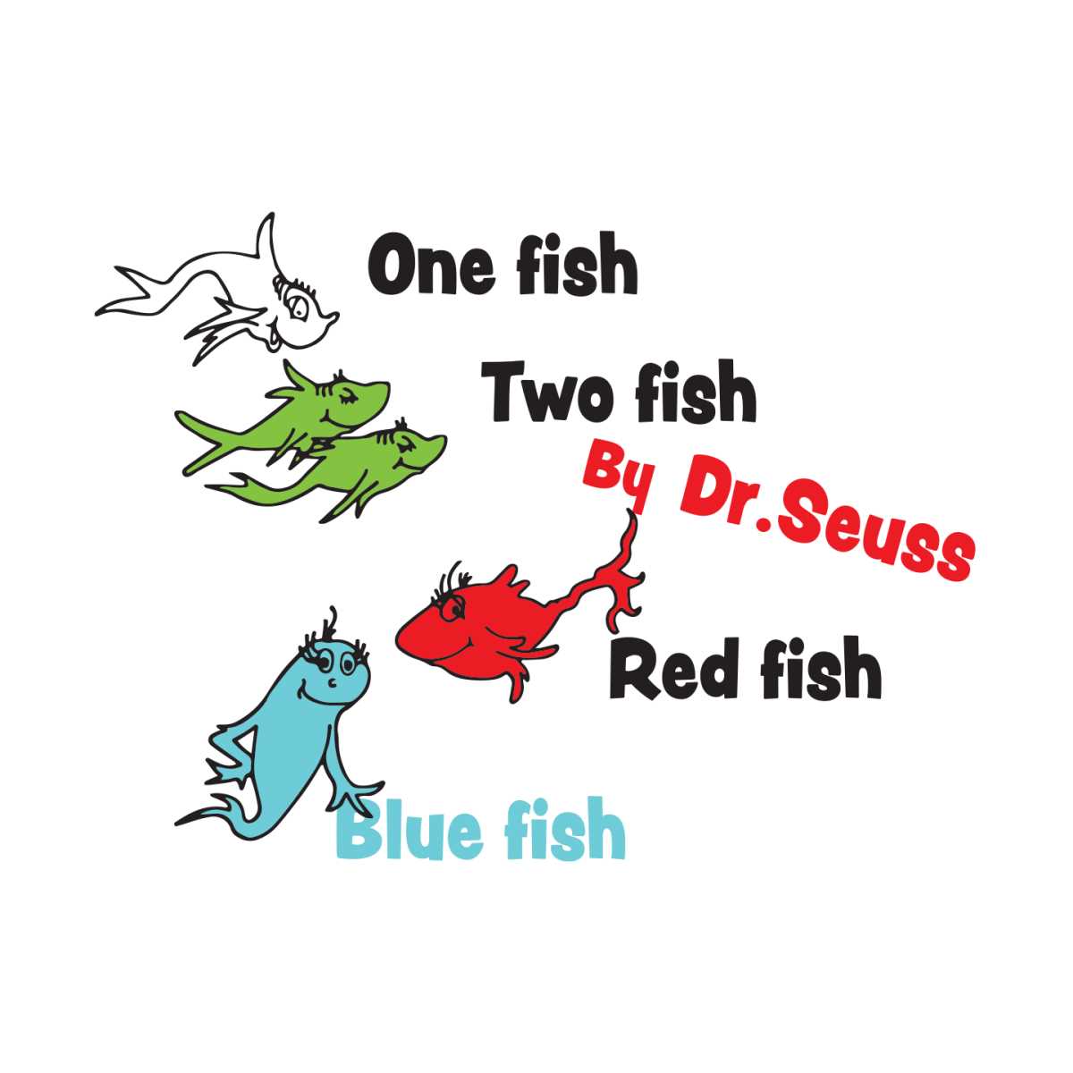 One Fish Two Fish By Dr Seuss Svg, Dr Seuss Svg, One Fish Tw | Inspire ...