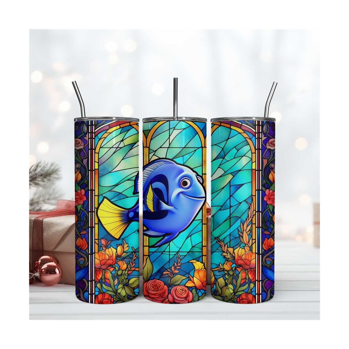 Dory Stained Glass 20oz Tumbler Wrap, 20 oz Tumbler Png Subl | Inspire ...