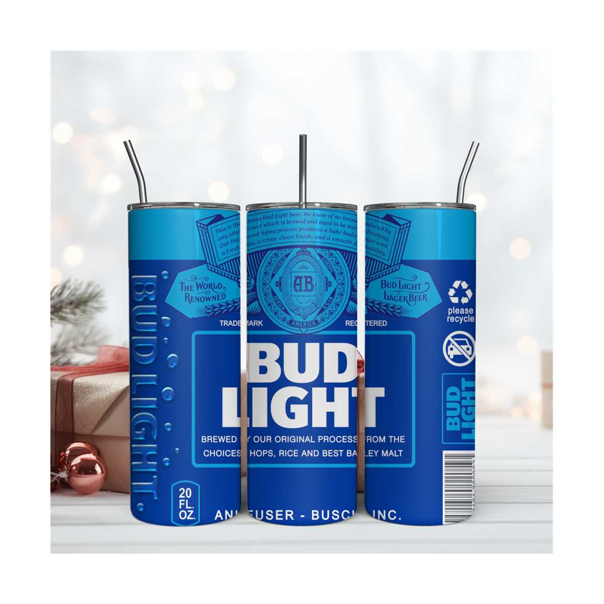Blue Bud Light 20Oz Tumbler Wrap Sublimation Design, Beer Br | Inspire ...