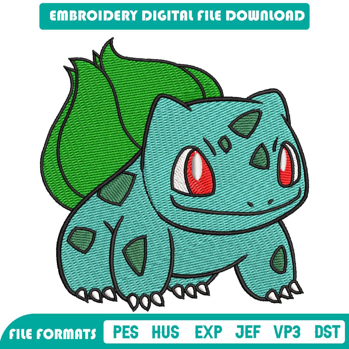 Bulbasaur Pokemon Embroidery File Fushigidane Anime Machine | Inspire ...