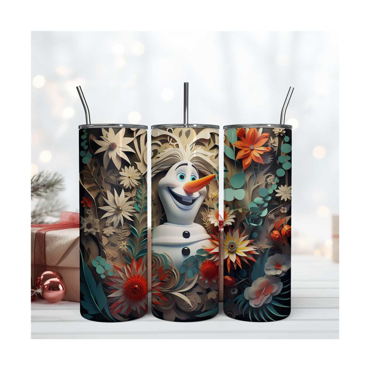 Olaf 3D Inflated Wrap 20oz Frozen Characters Skinny Tumbler | Inspire ...