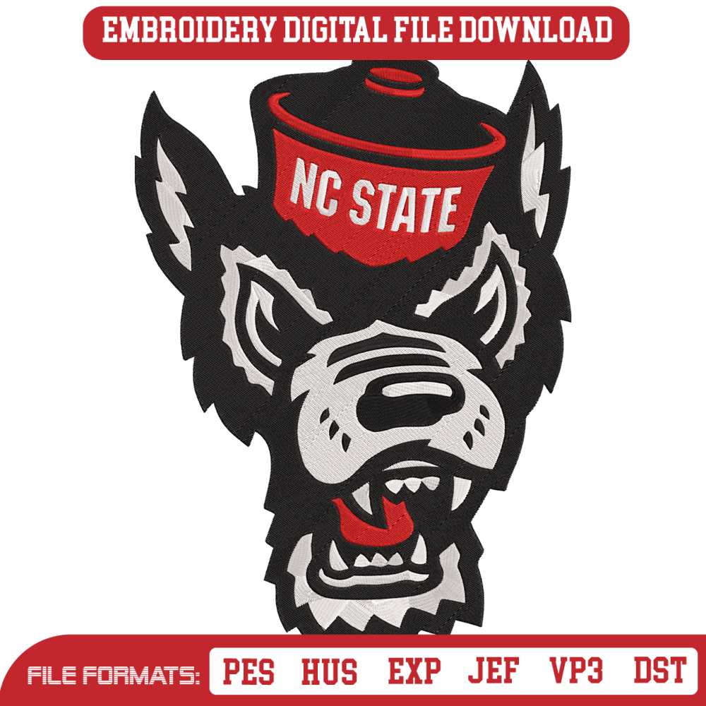 NC State Wolfpack Logo NCAA Embroidery Design File | Inspire Uplift