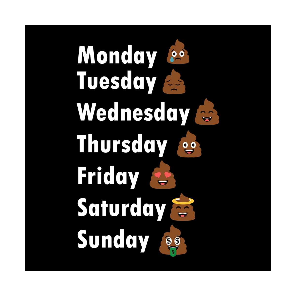 Funny Emoji Poop Days Of The Week Svg, Trending Svg, Feeling | Inspire ...