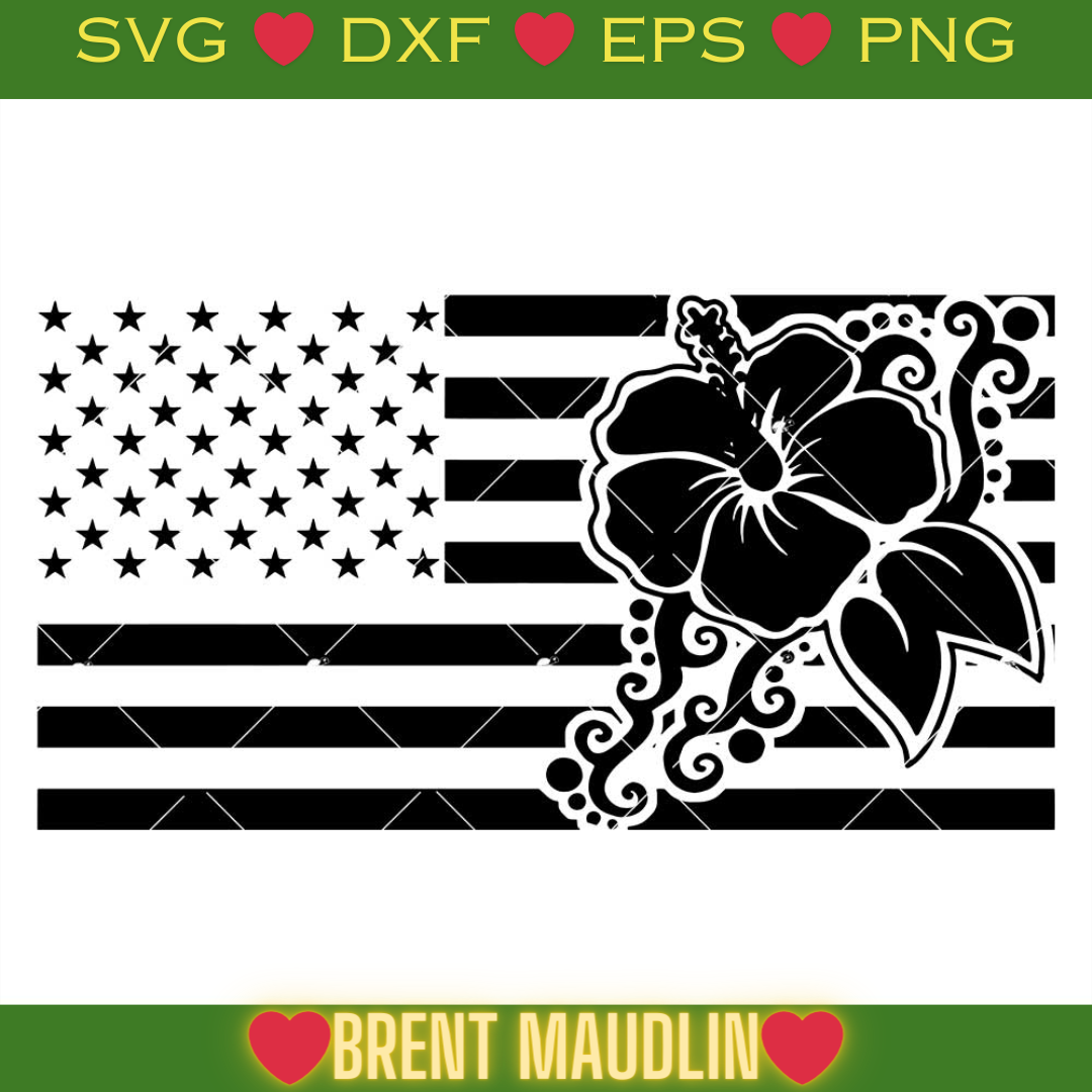 Hibiscus Flower American Flag Svg, Patriotic Flower Svg | Inspire Uplift