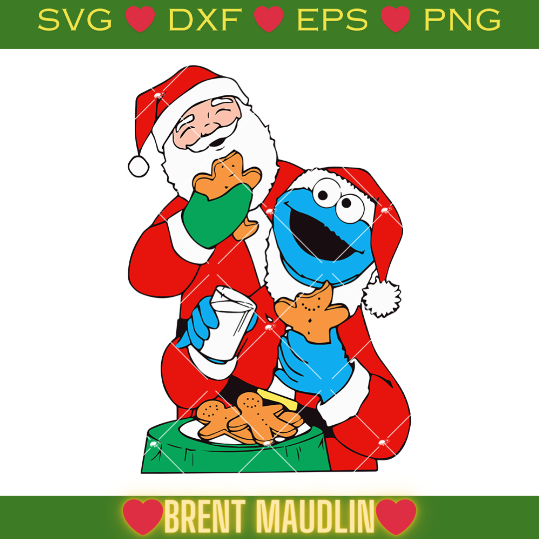 Santa Claus and the Cookie Monster Svg, Blue Muppet | Inspire Uplift