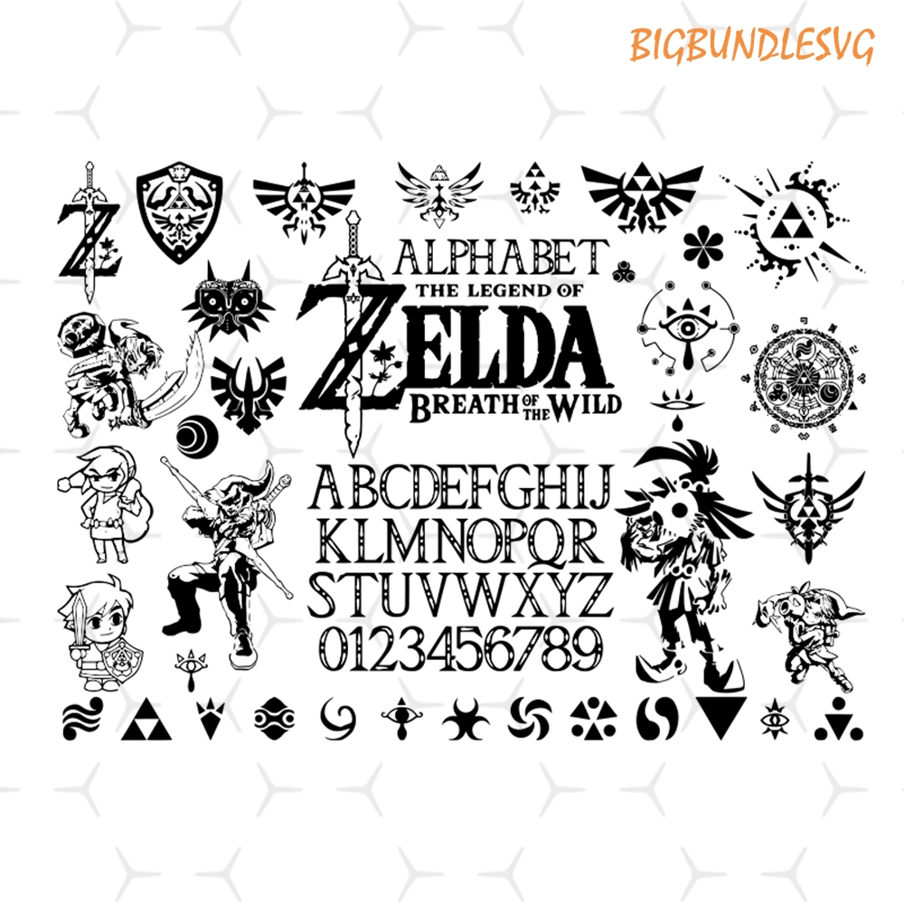 The Legend Of Zelda Alphabet Svg, Font Svg, Zelda Svg, Monst | Inspire ...