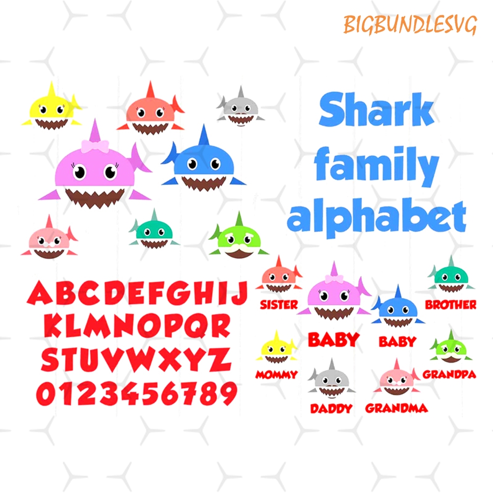 Shark Family Alphabet Svg, Font Svg, Shark Svg, Shark Family | Inspire ...