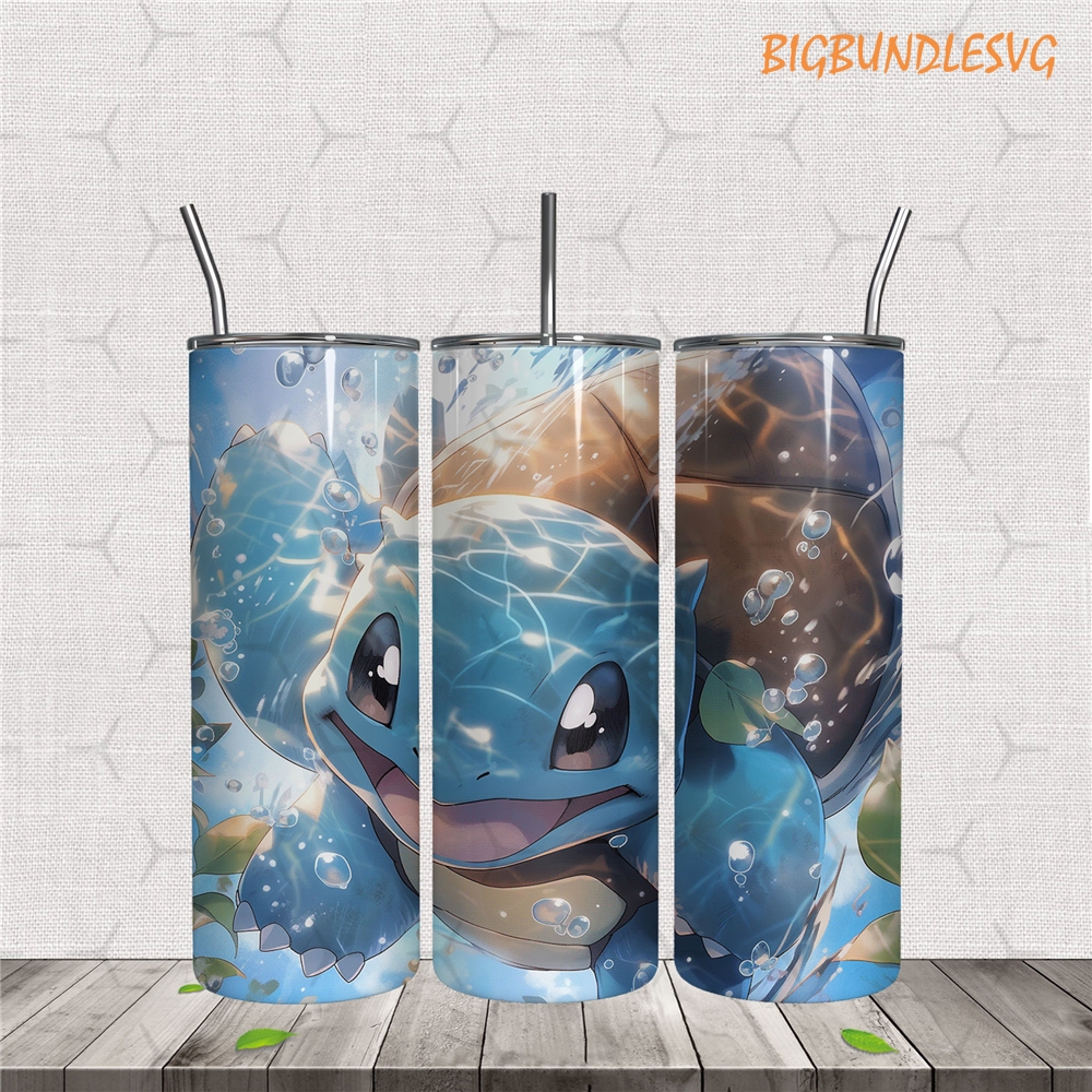 Squirtle Pokemon Skinny Tumbler Sublimation PNG | Inspire Uplift